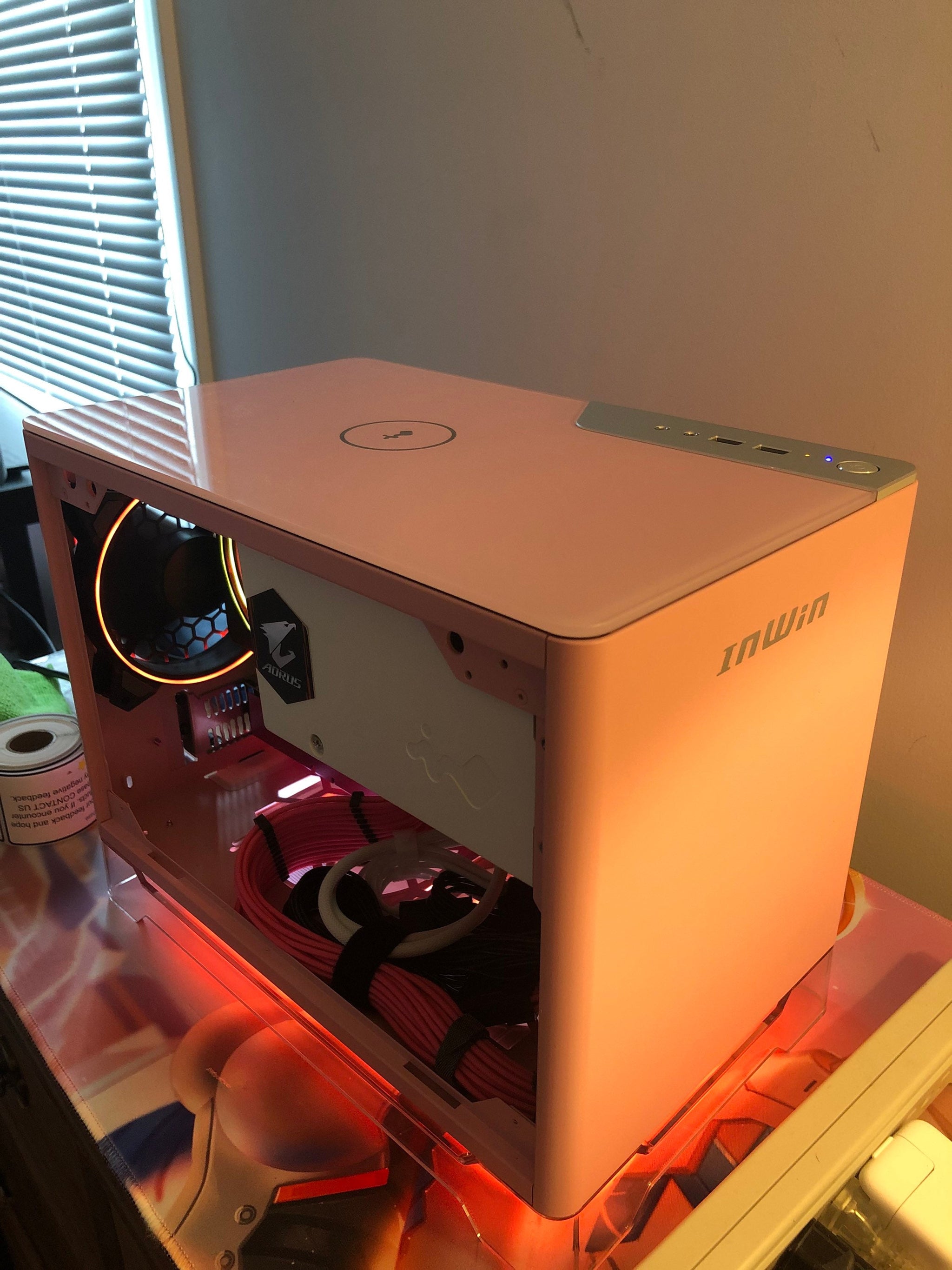 Mini Pink Desktop Gaming PC with Pink Graphics Card Wireless Cell Phon ...